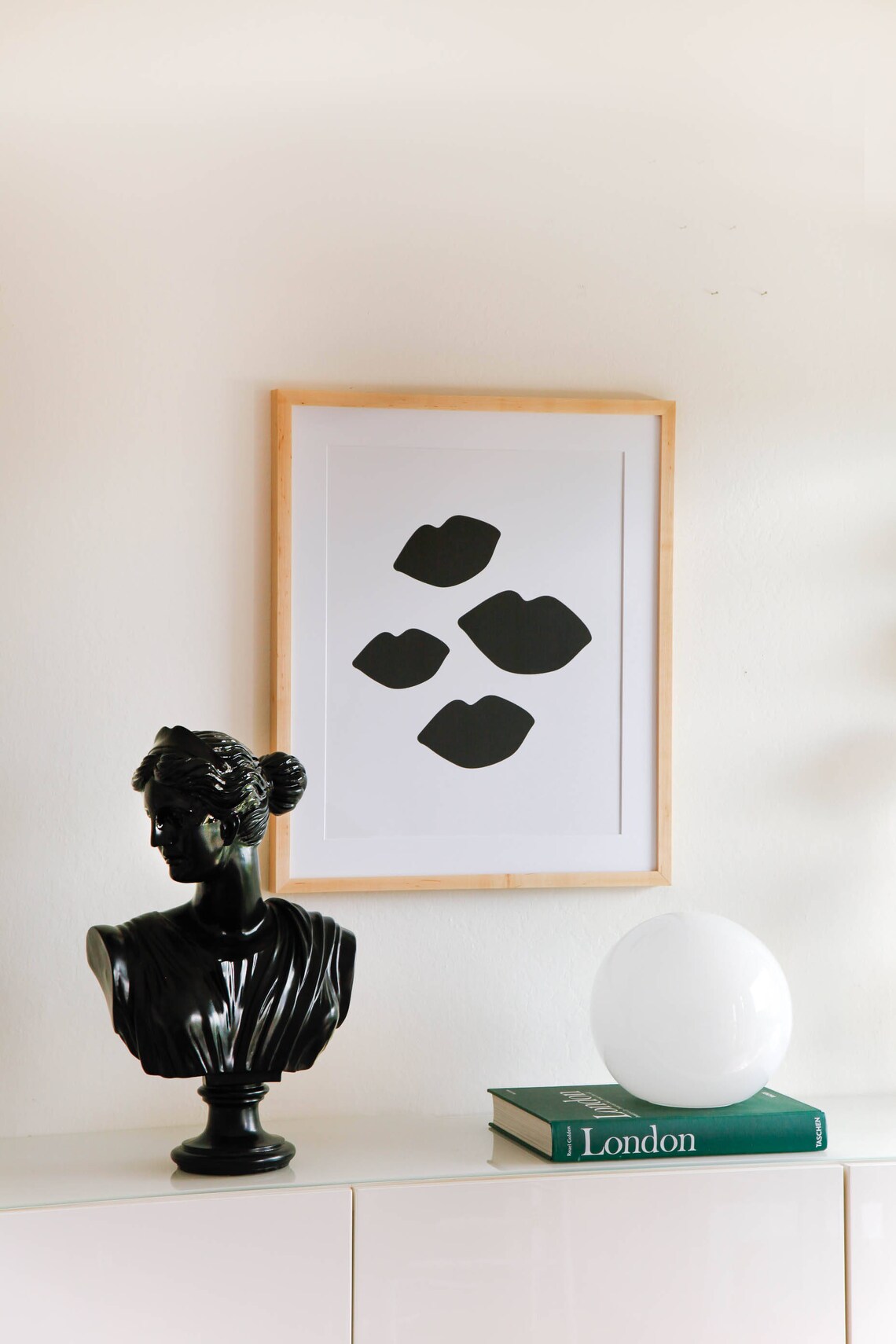 Bombshell Kisses Black and White Lip Print Poster 16x20 Home Decor Wall ...