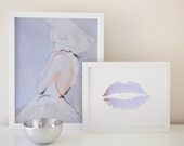 Lippy Lippy Silver Foil Lip Print 8x10 Home Decor Gallery - Etsy