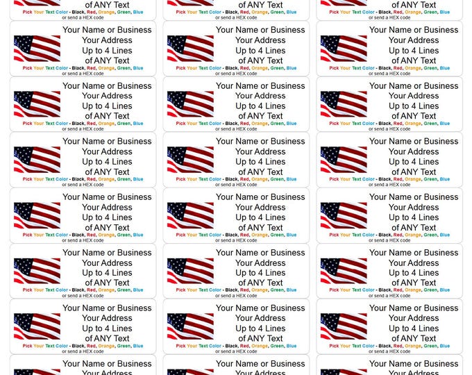 Personalized Address Labels: American Flag or Custom Image, Set of 60 ...