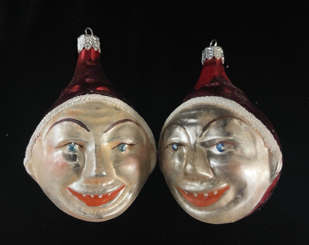 RARE Pair Vintage Christopher Radko Boys Face Doofus Red Hat Christmas ...
