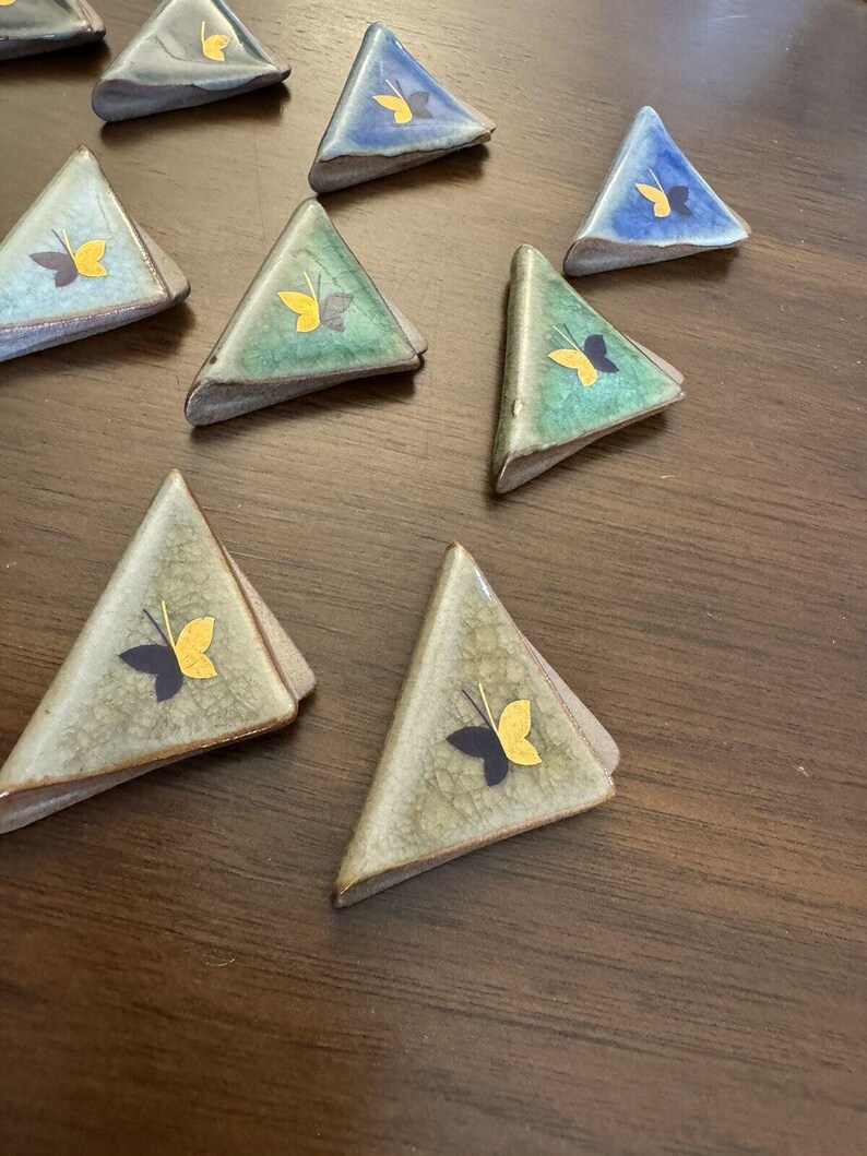 VTG Japanese Chopstick Rest Hashioki Set 10 Butterfly Triangle Stamped Holder - Etsy