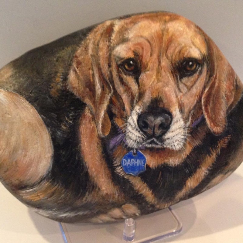 Dog Painting on Rock - Etsy