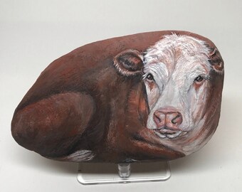 Painted Cow on Rock - Etsy