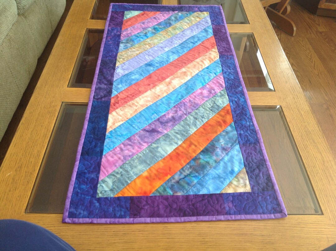 36 X 17 Diagonal Striped Multi Colored Batik Table Runner - Etsy
