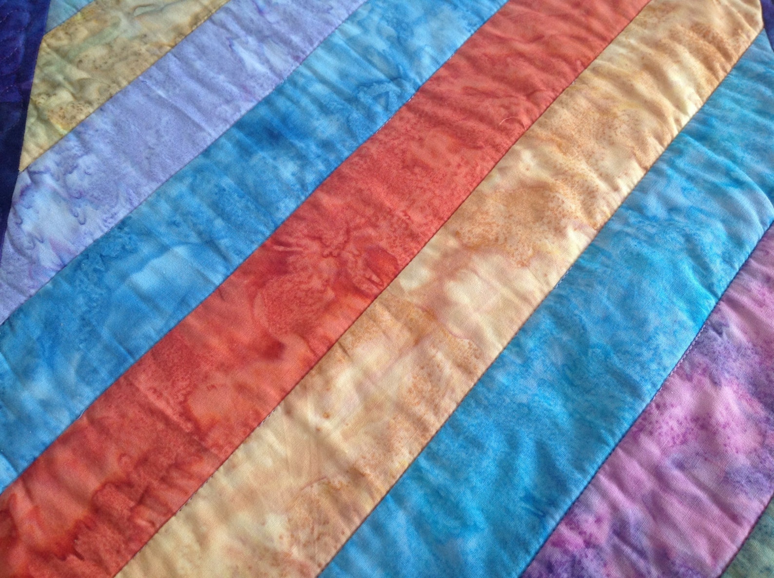 36 X 17 Diagonal Striped Multi Colored Batik Table Runner - Etsy