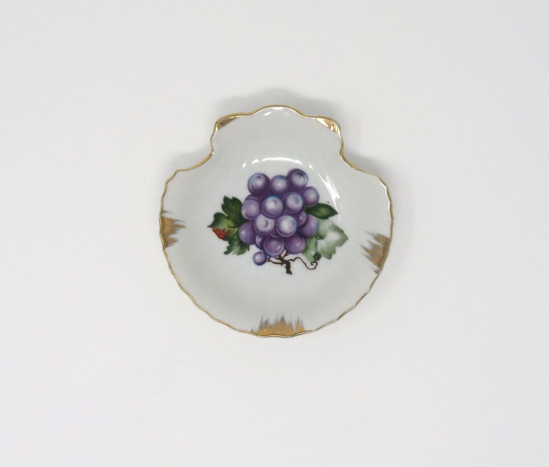 Vintage 1960s Ceramic Clam Shell Bowl - Candy or Trinket Dish - Purple ...