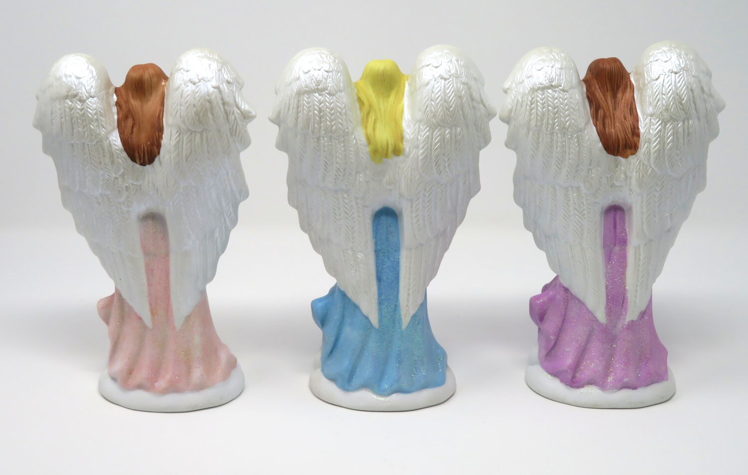Vintage 1990s Angel Figurines Playing Instruments - Glitter Dresses ...