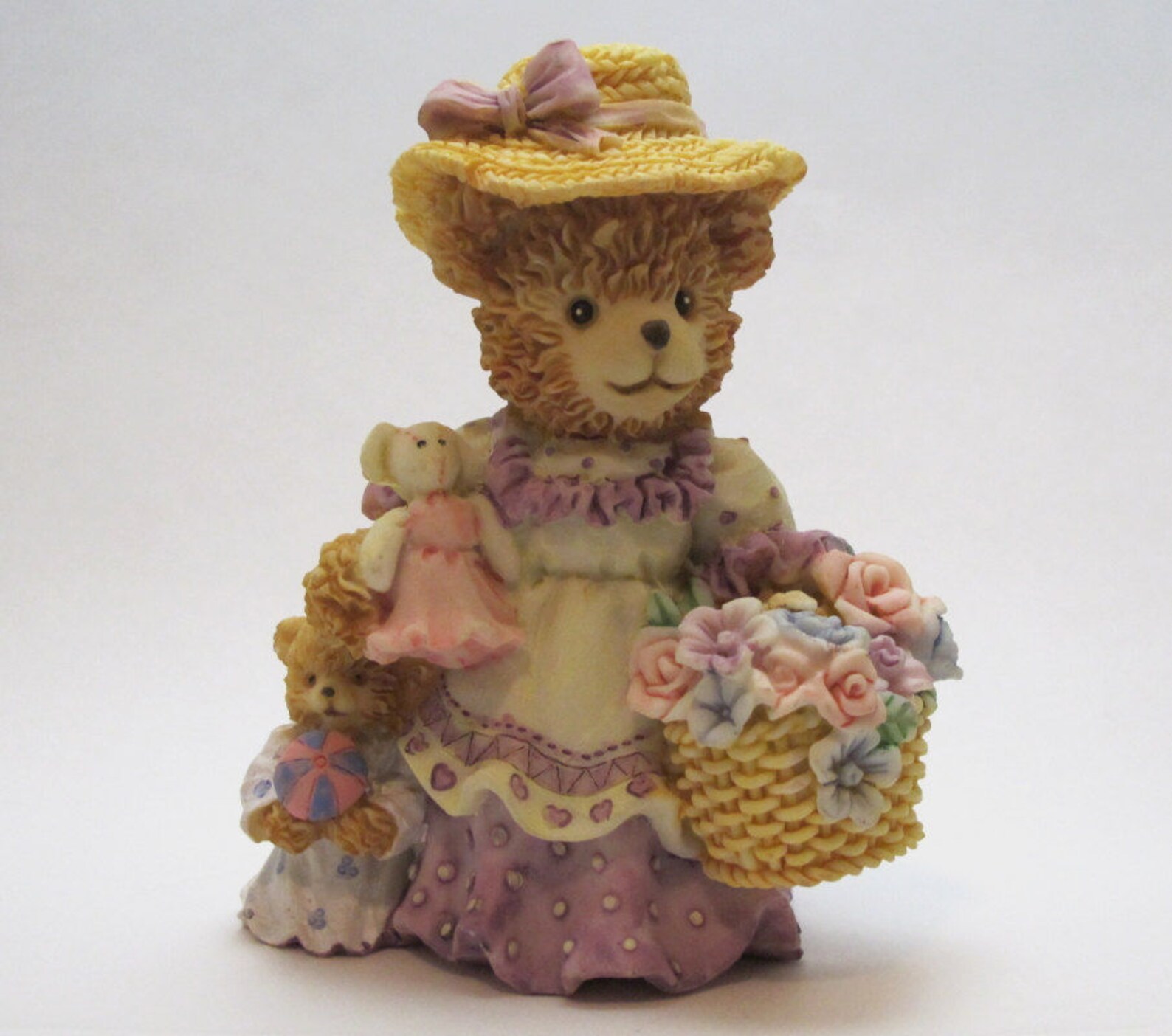 Vintage 1990s Designer Resin Teddy Bear Figurine in Purple - Etsy