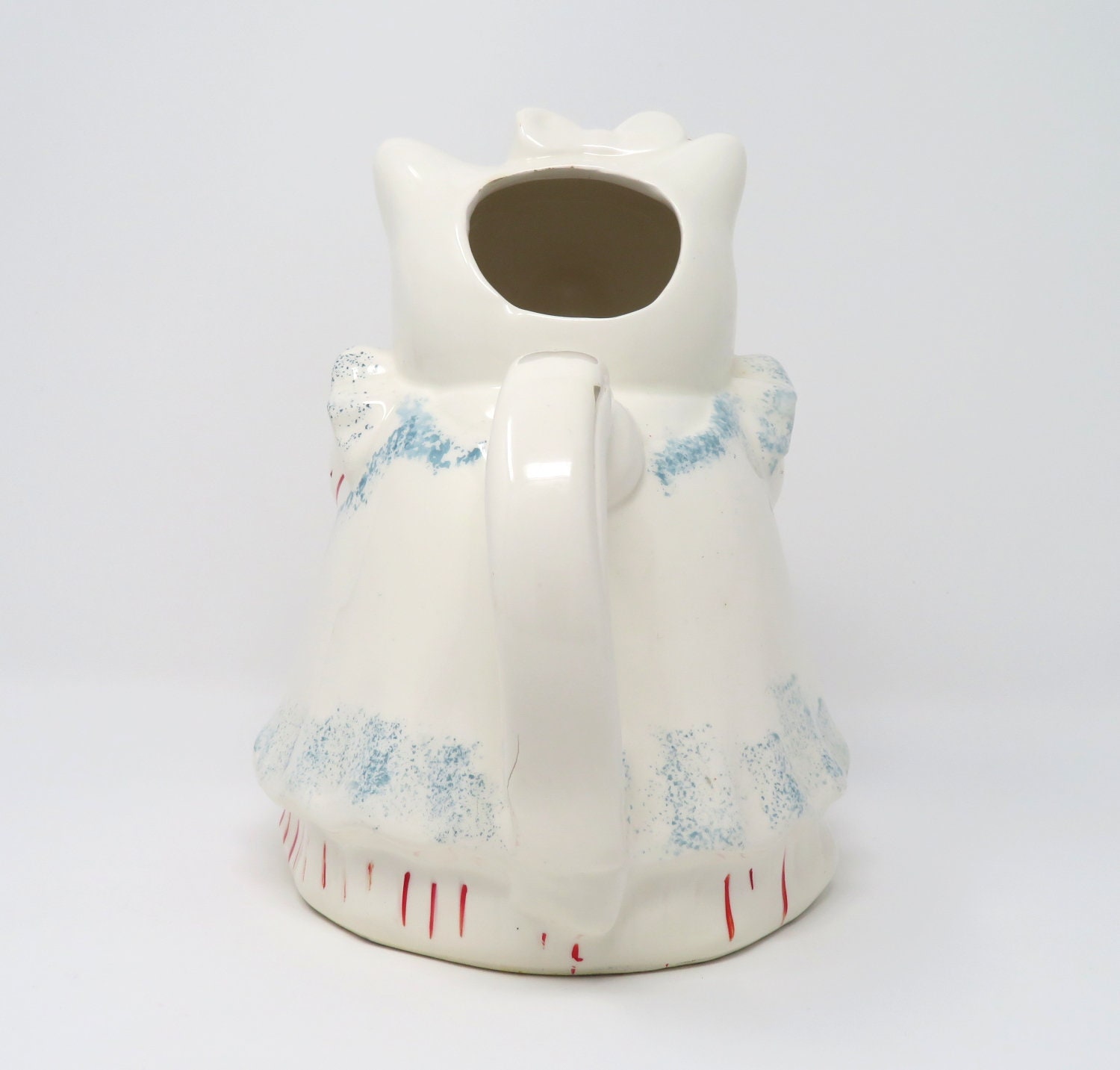 Vintage 1980s Large White Ceramic Cat in Dress Pitcher Cottage | Etsy