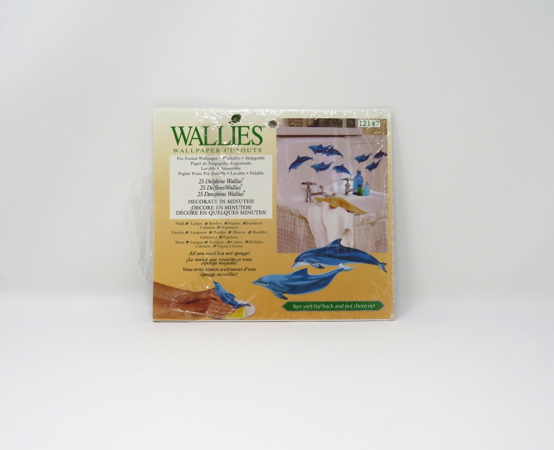 Vintage 1999 Dolphin Wallies Wallpaper Cutouts Pre-pasted Wallpaper Use ...