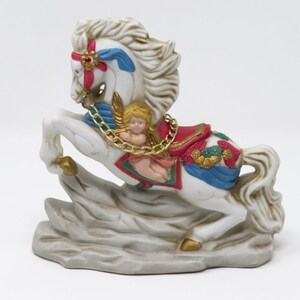 Vintage 1980s Michael Golden Supex Carousel Horse With Cherub Angel ...
