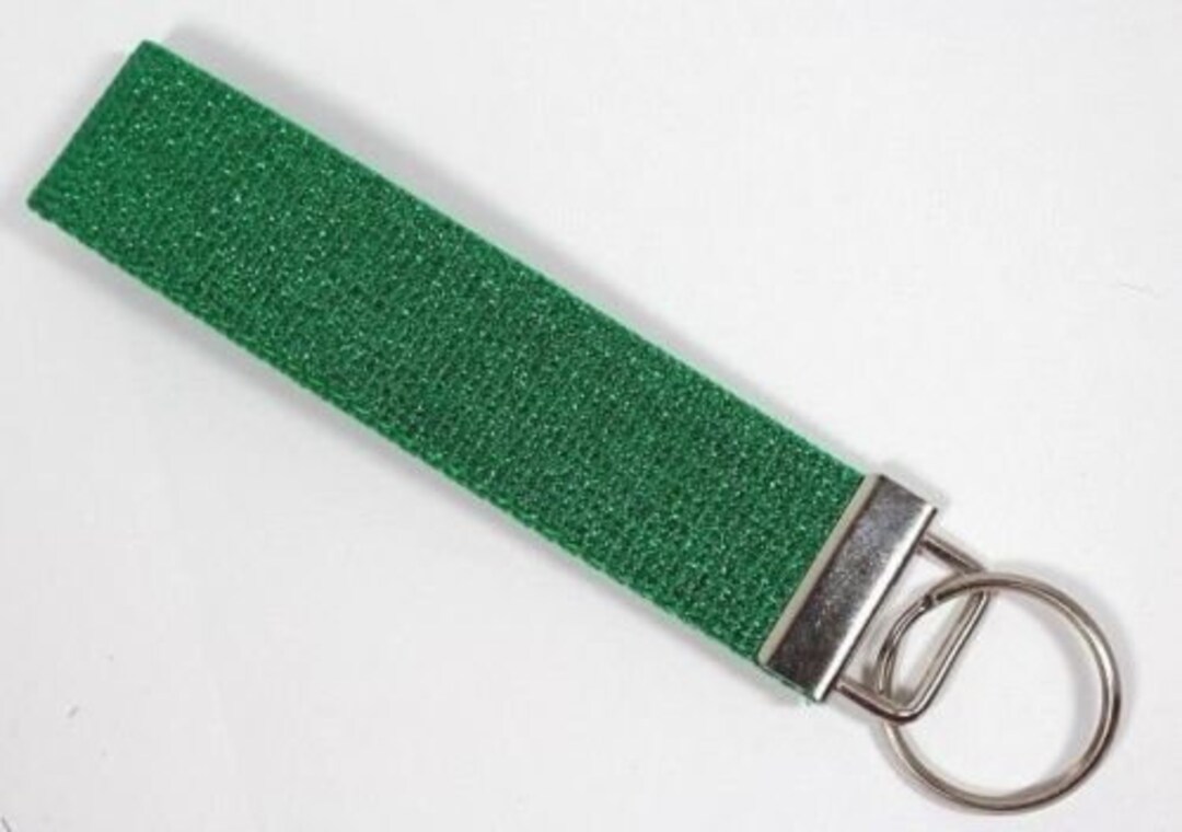 Green Metallic Handmade Key Chain Ring Fob Holder Strap Lanyard ...