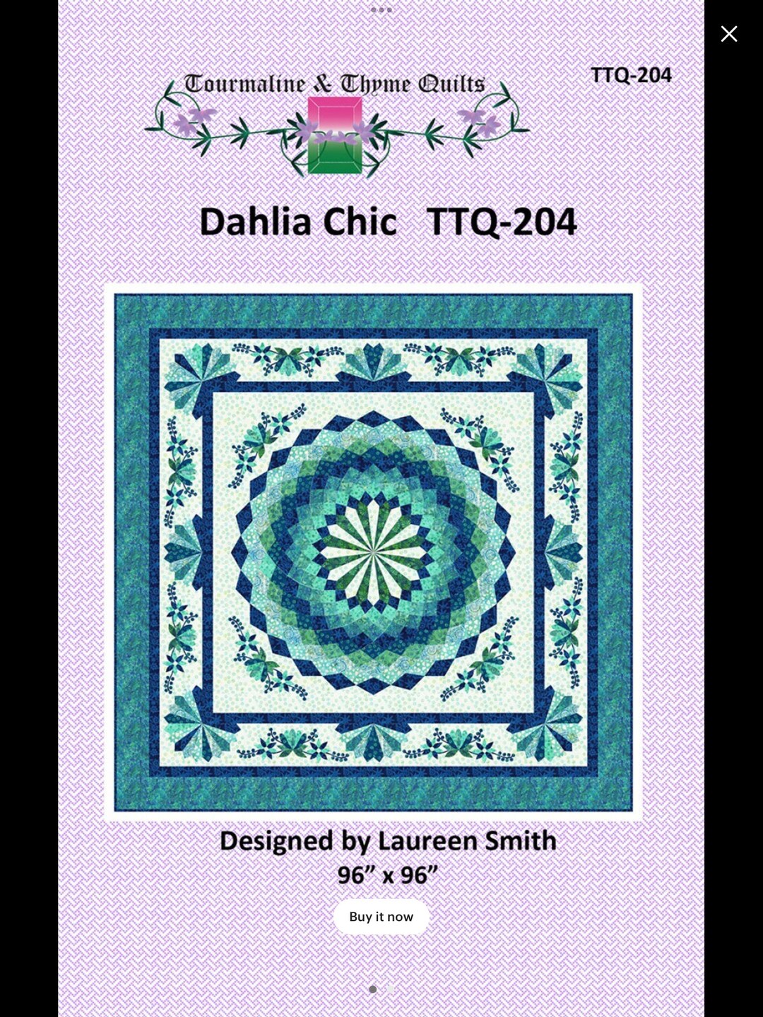Dahlia Chic Foundation Paper Piecing Quilt by Laureen Smith Tourmaline ...