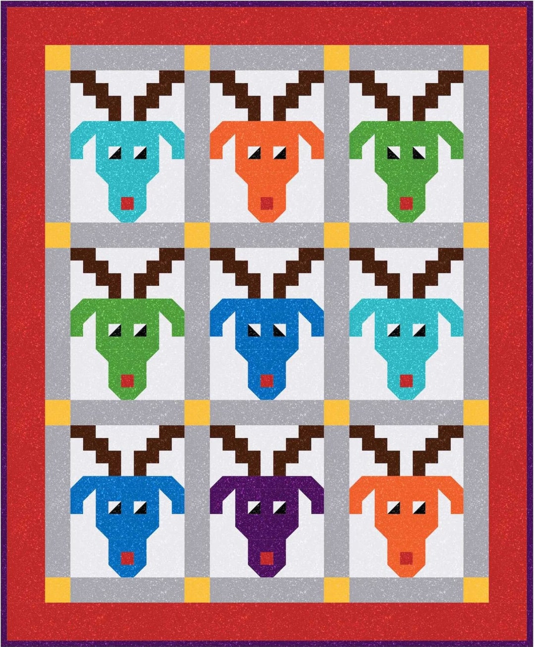 Riley & Co. Reindeer Pieced Quilt Pattern by the Gourmet Quilter 41" X ...