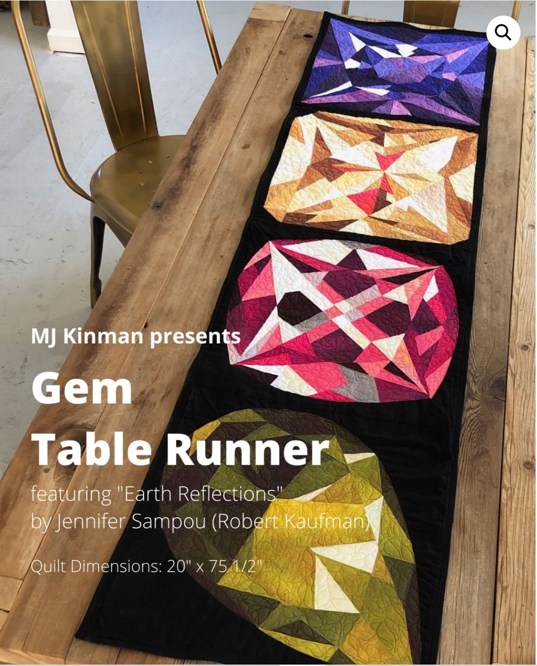 Gem Table Runner Quilt Pattern Kit by MJ Kinman Finished Size 20"x 75.5" - Etsy