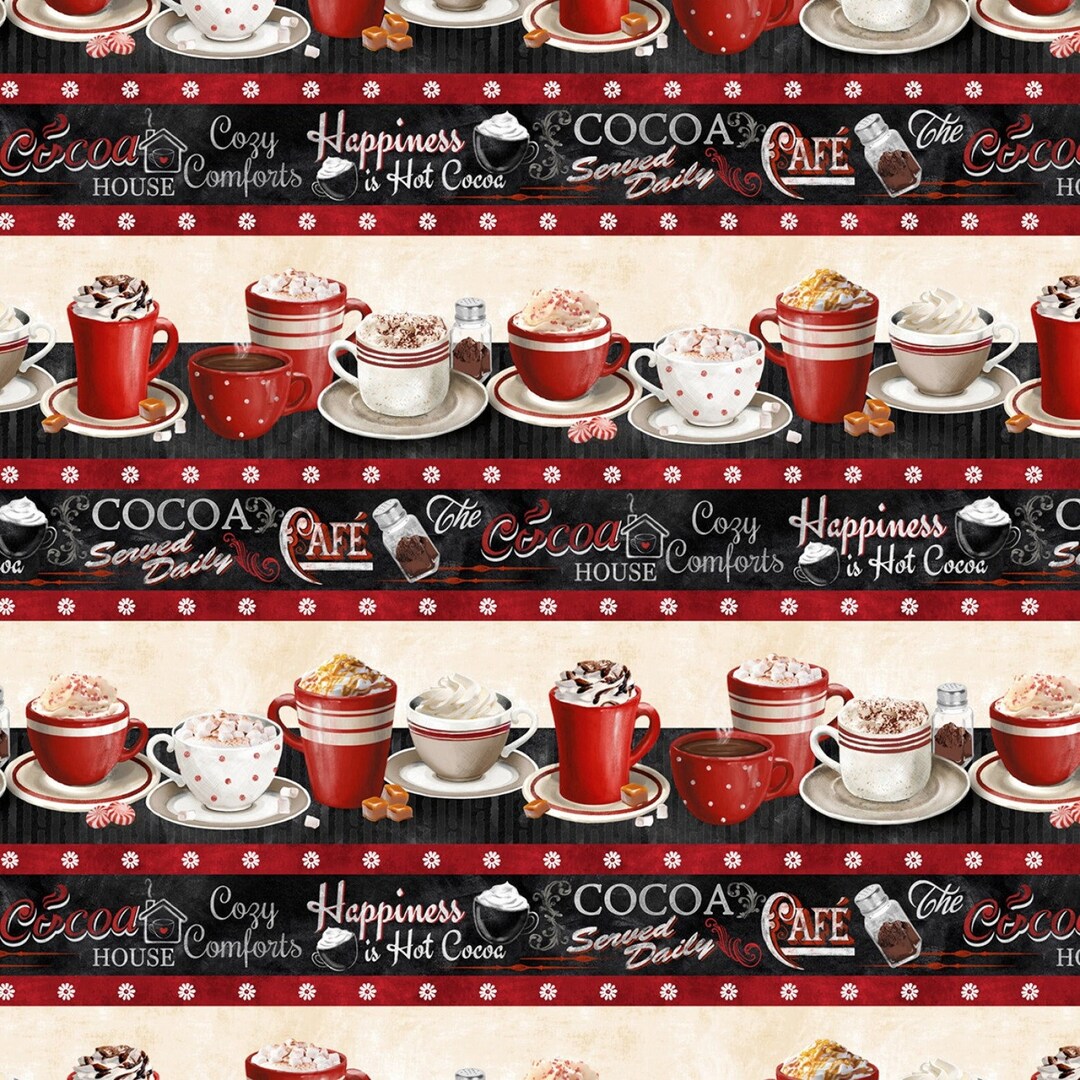 Time for Hot Cocoa Stripe Hot Chocolates With Chalkboard Print Fabric ...