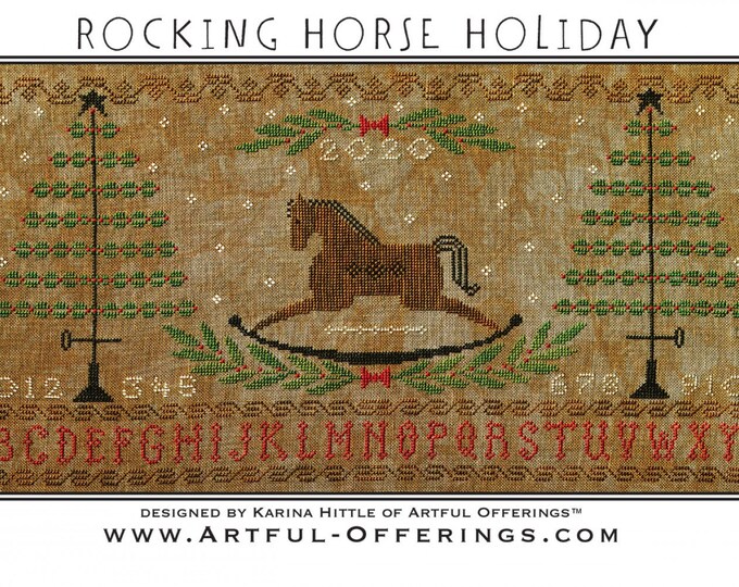Rocking Horse Holiday Sampler Cross Stitch Pattern by Artful Offerings ...