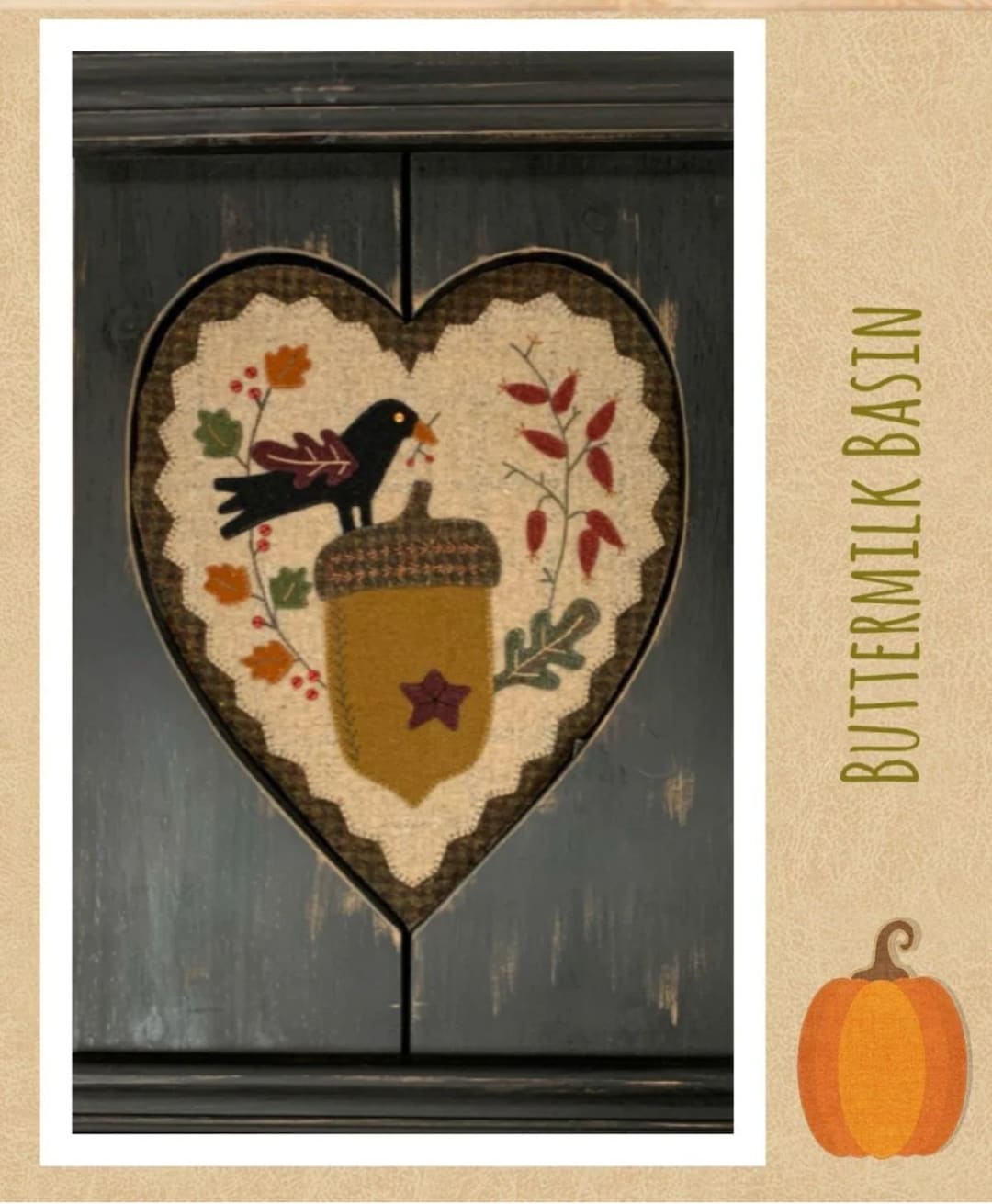 Crow & Acorn September Gathered Hearts Thru the Year Wool Applique ...
