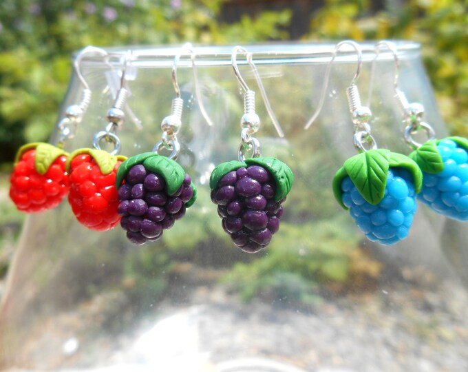 Raspberry Fruit Earrings - Etsy