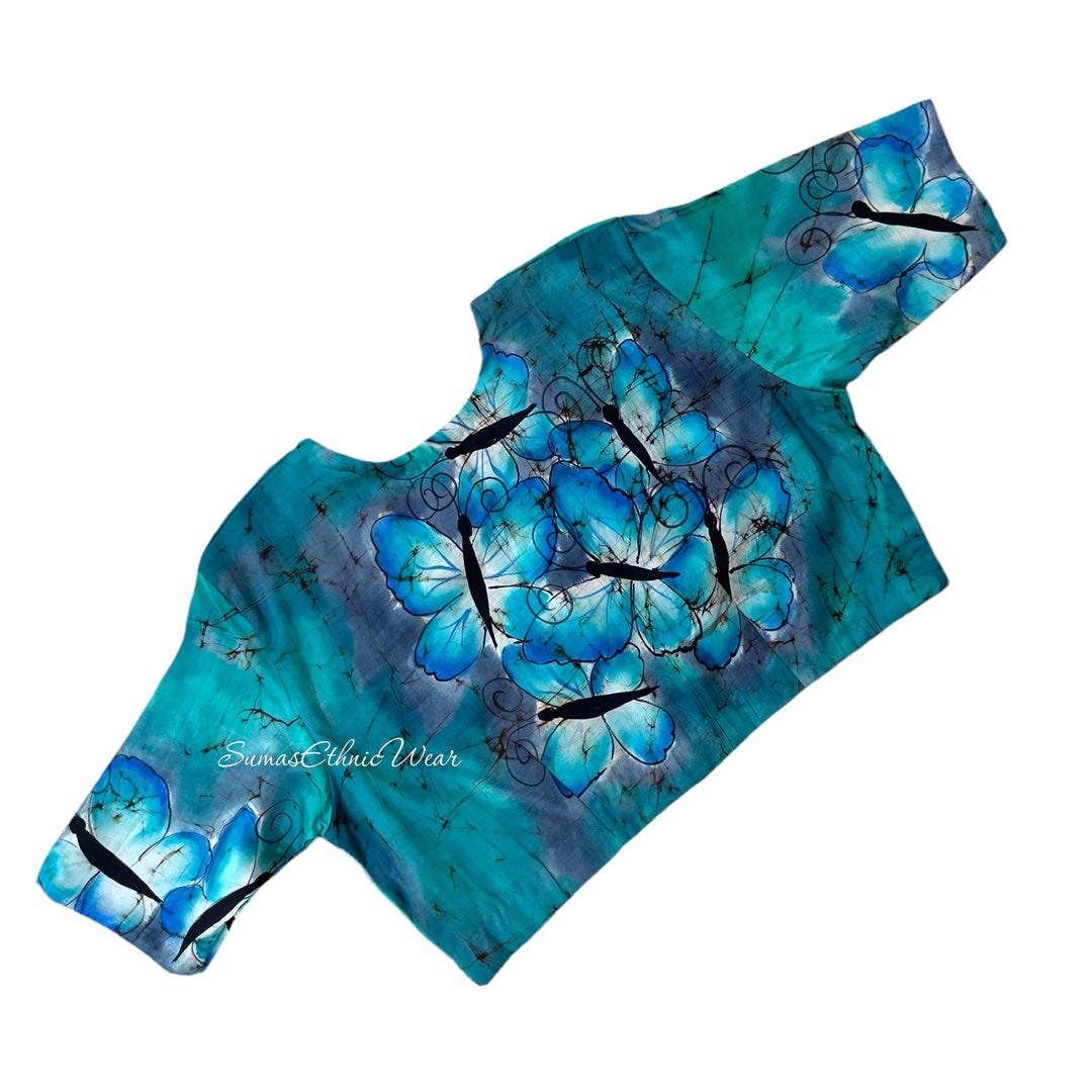 Silk Batik Butterfly Design Blouse - Etsy