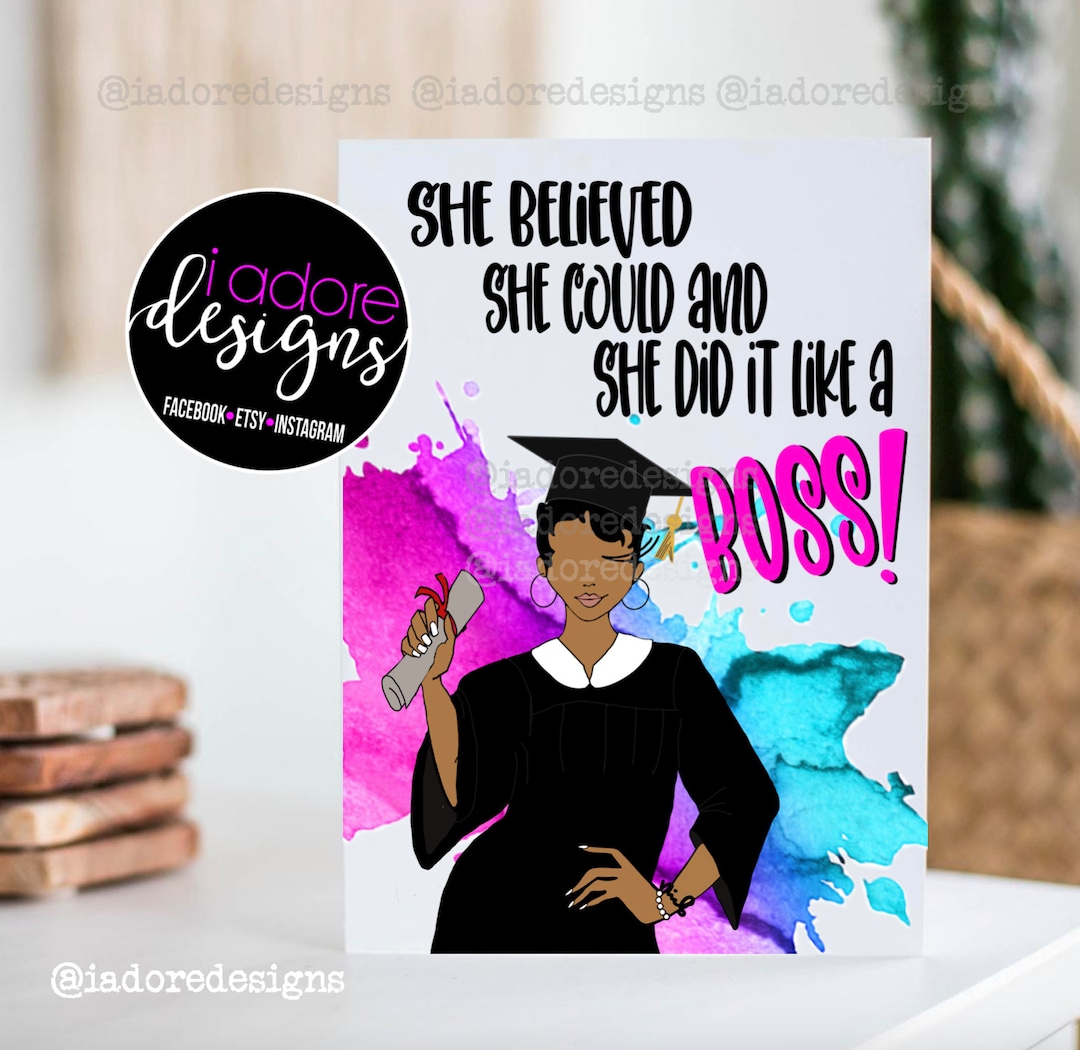 She Believed African American Graduation Card, Class of 2023, Black ...