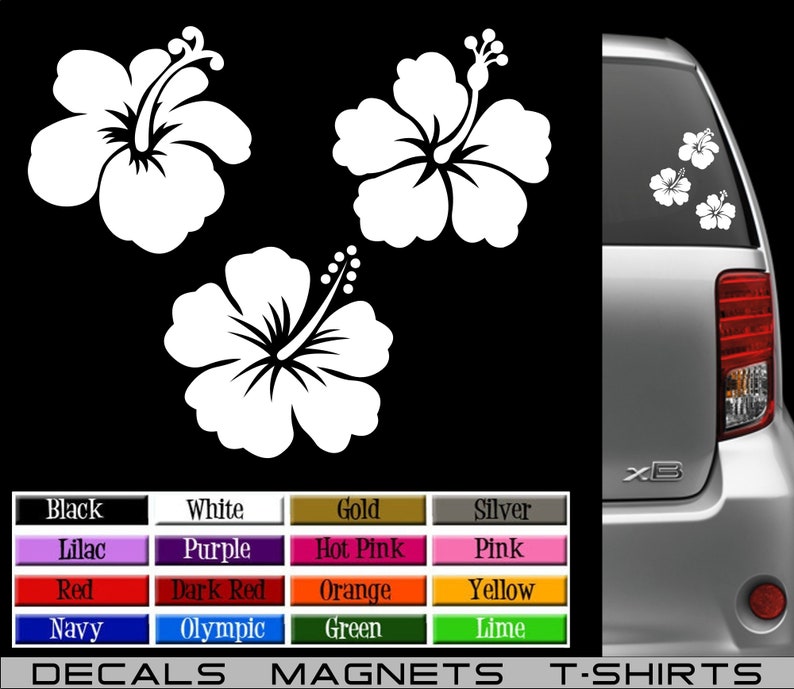 Hawaiian Hibiscus Flowers Vinyl Decals For Window Graphics Etsy