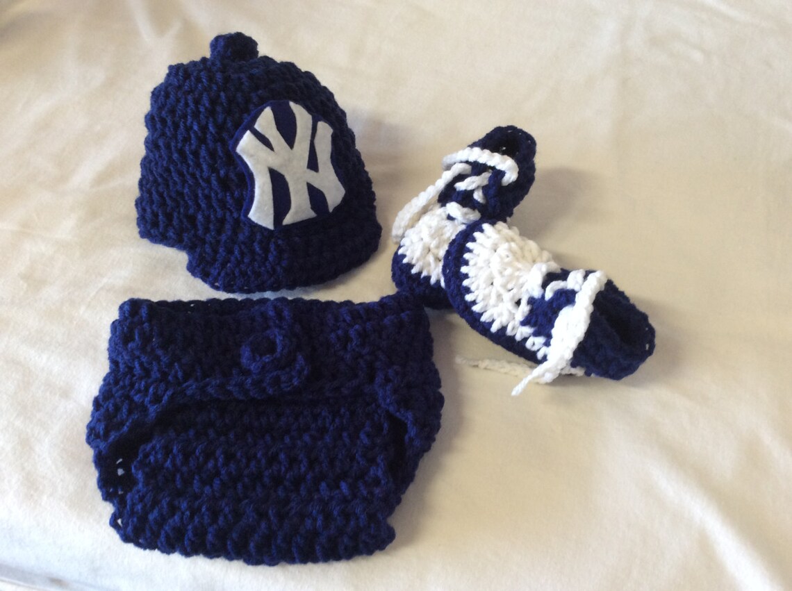 New York Yankees Inspired Crochet Baby Baseball Set: Cap - Etsy
