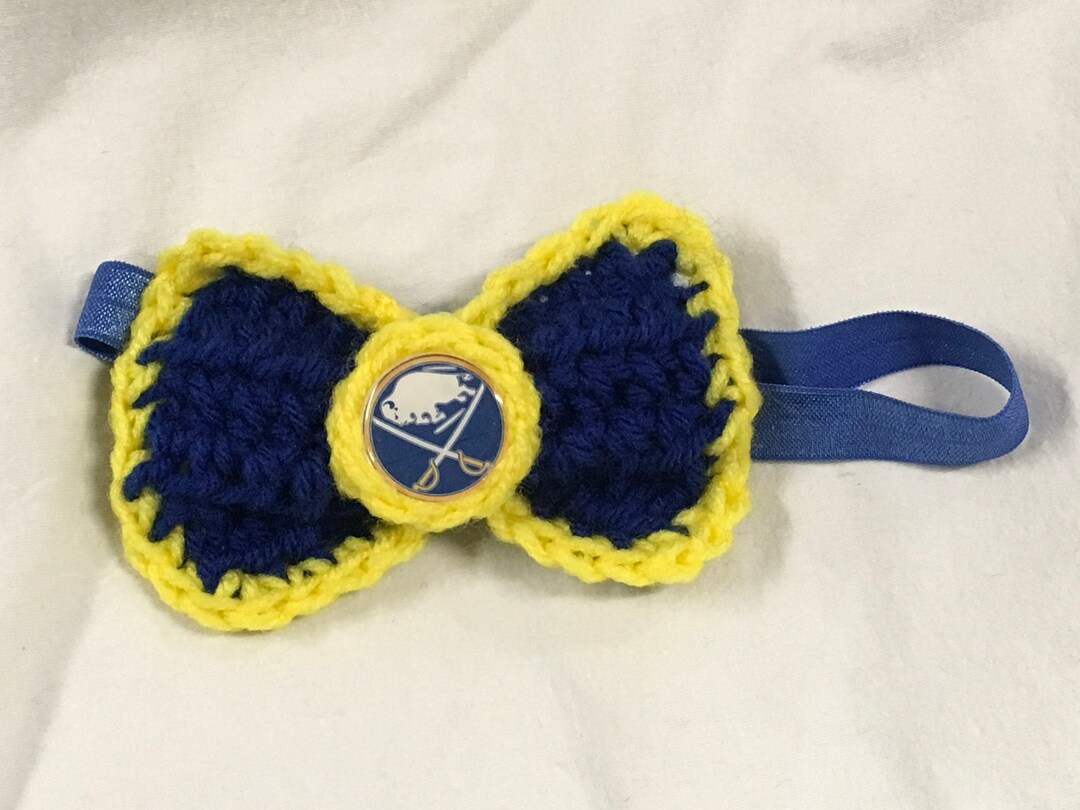 Buffalo Sabres Inspired - Crochet Baby Headband Bow - Etsy