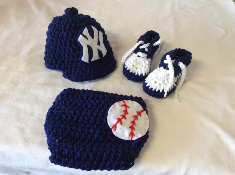 New York Yankees Inspired Crochet Baby Baseball Set: Cap - Etsy