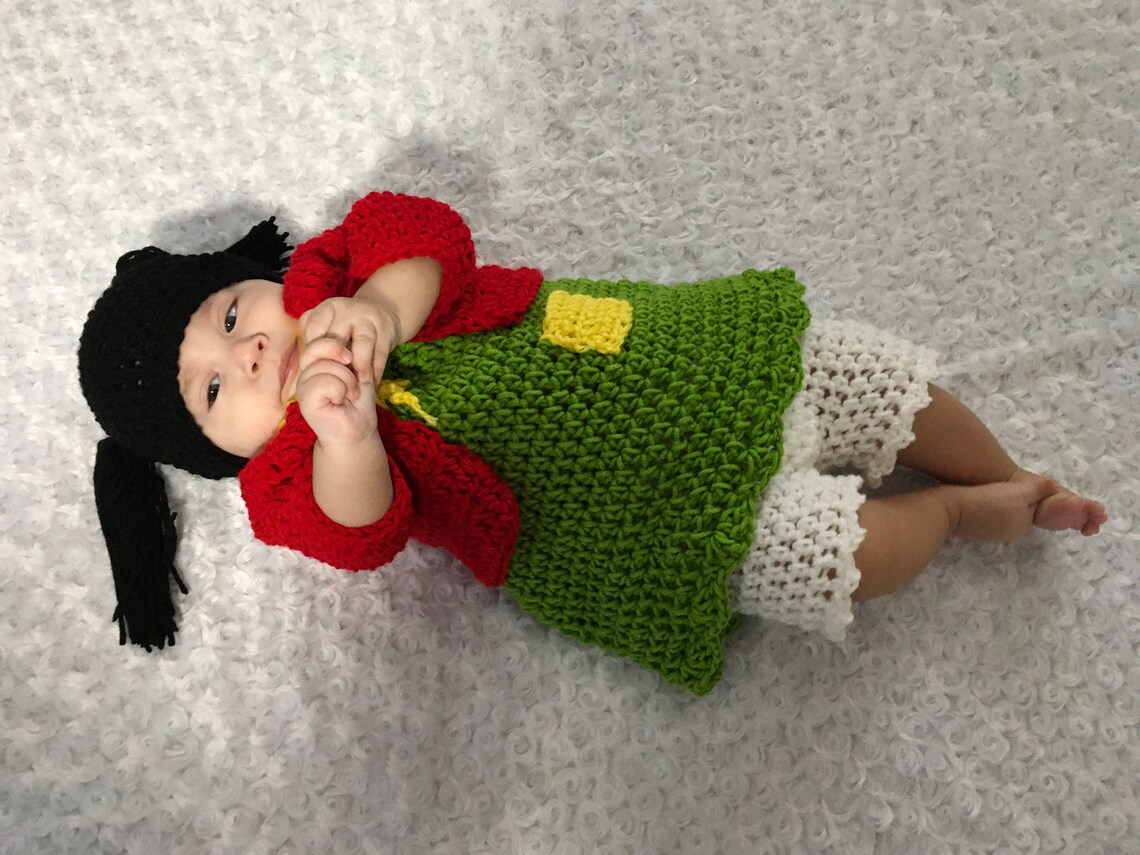 La Chilindrina Baby Crochet Dress Hat Sweater Short. | Etsy