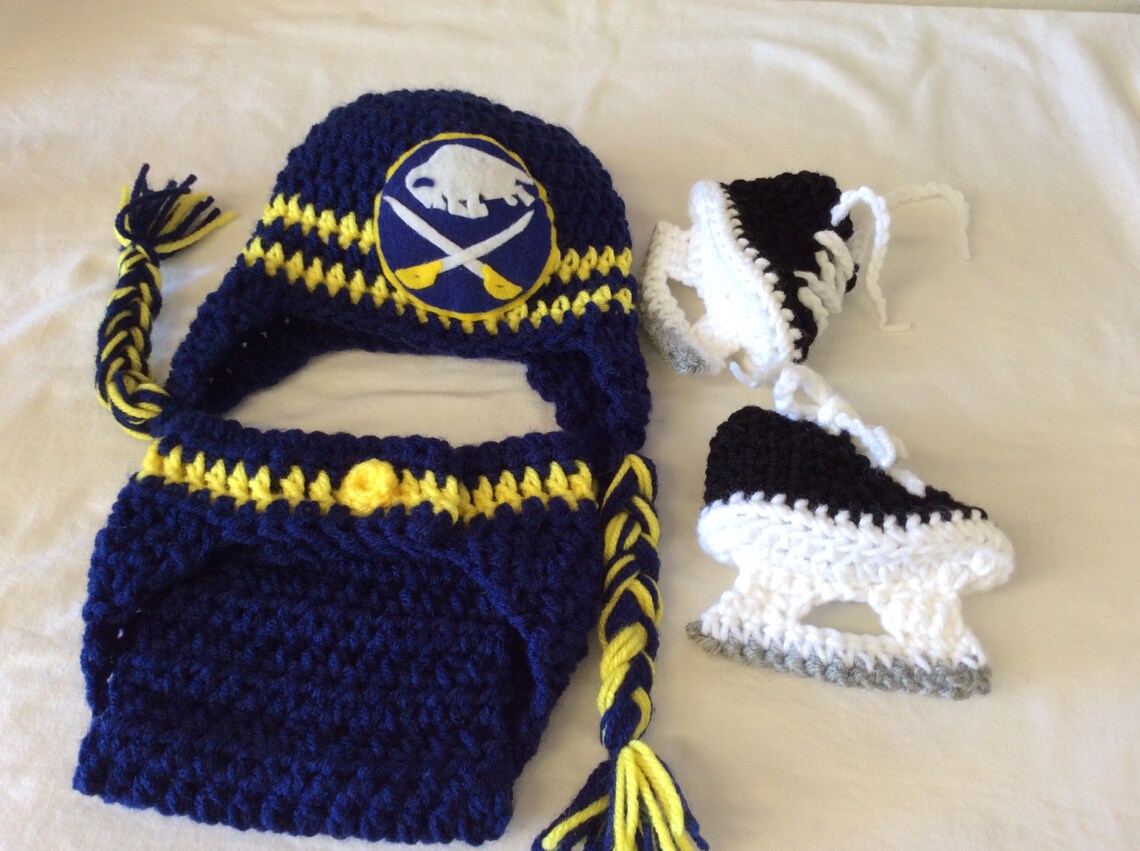 Buffalo Sabres. Baby Crochet Hockey Earflap Hat, Diaper Cover, and ...