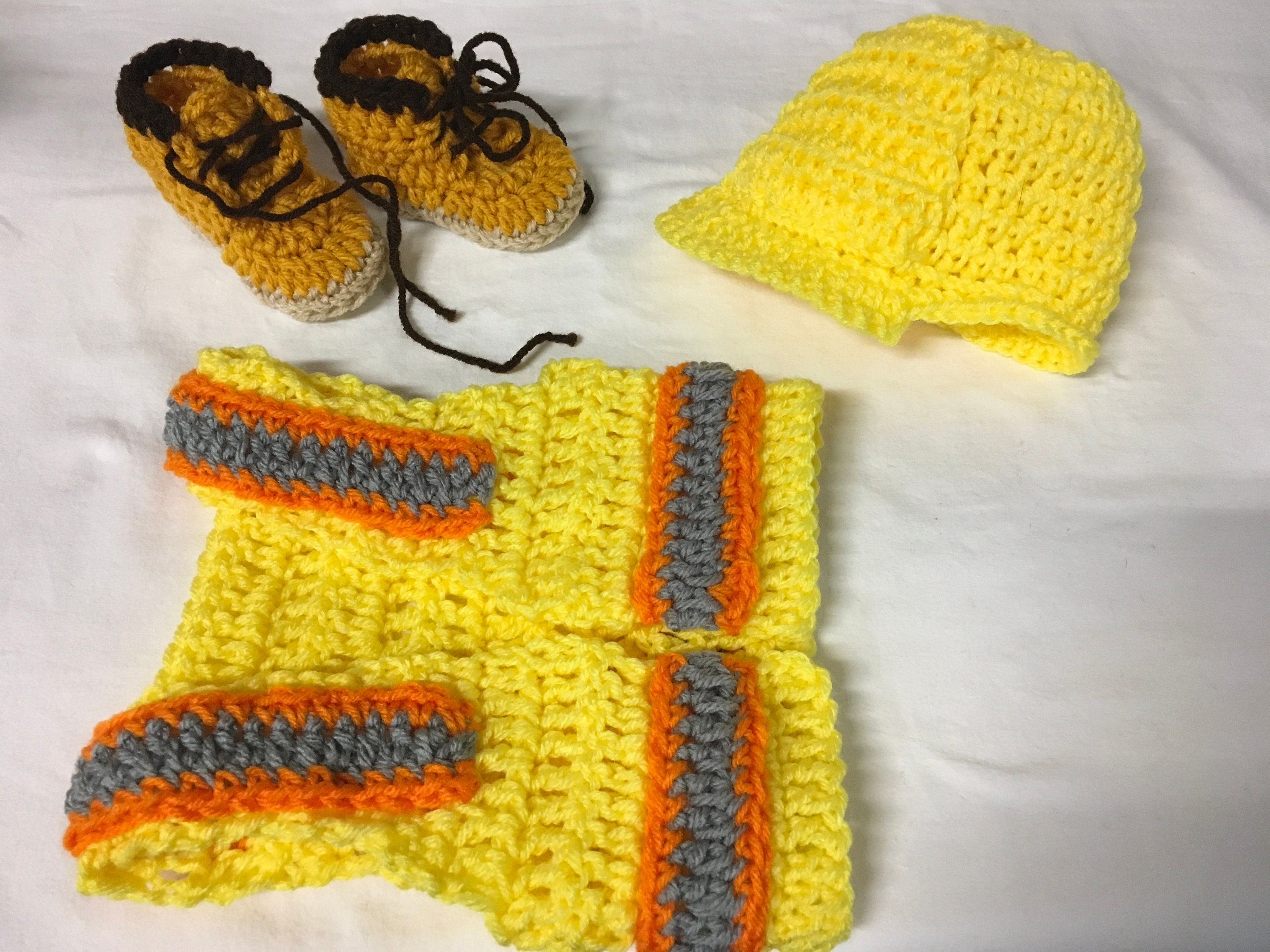 Construction worker set crochet Baby outfit Helmet | Etsy