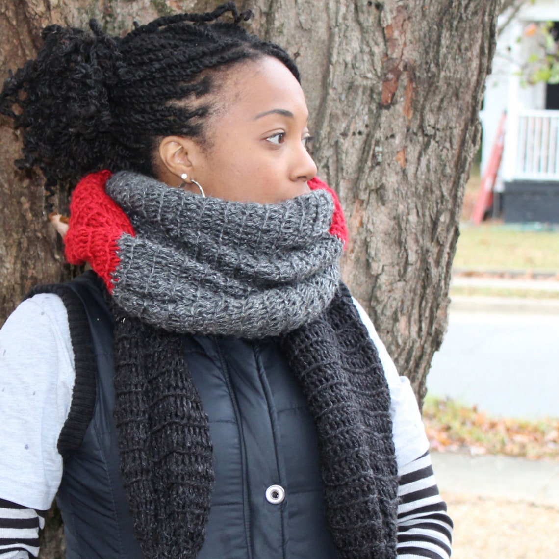 Astrid Scarf - Crochet Pattern, Easy, Over Sized, Long, Tube Scarf, Pom ...
