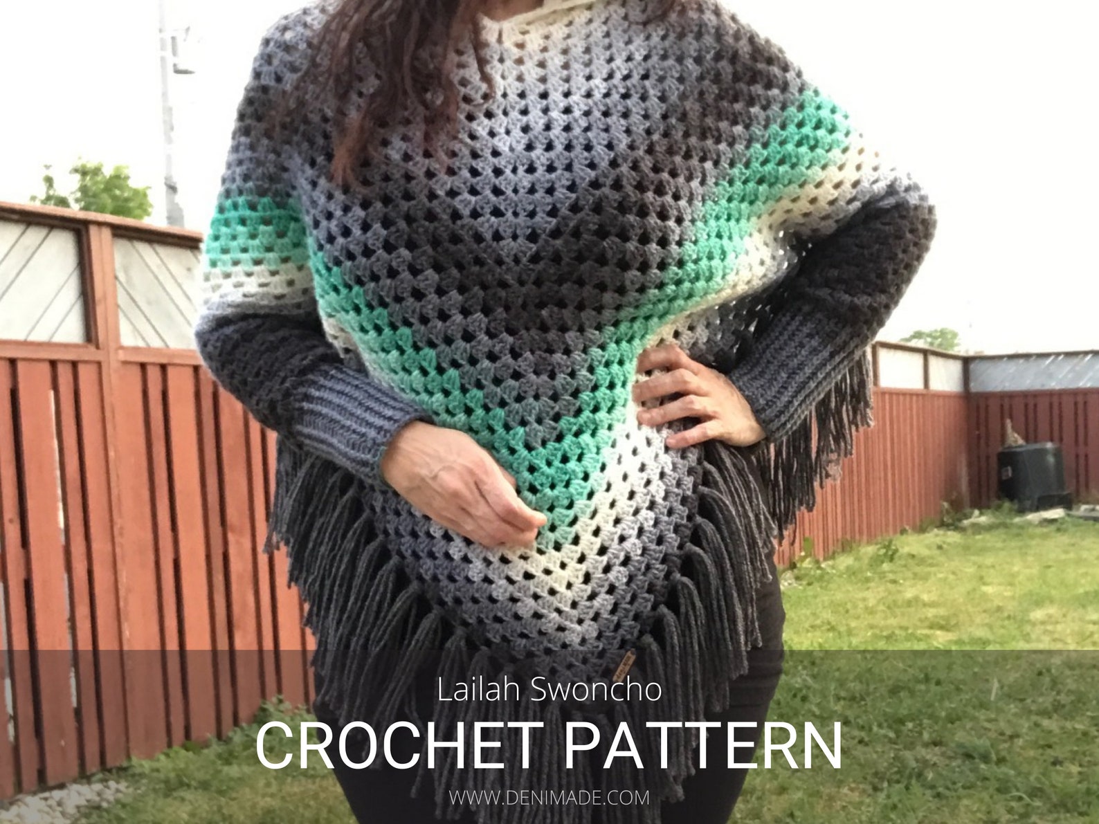 Crochet Pattern / Swoncho Poncho Sweater Fringe Hood Adult / Lailah ...