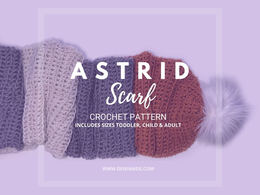 Astrid Scarf - Crochet Pattern, Easy, Over Sized, Long, Tube Scarf, Pom ...