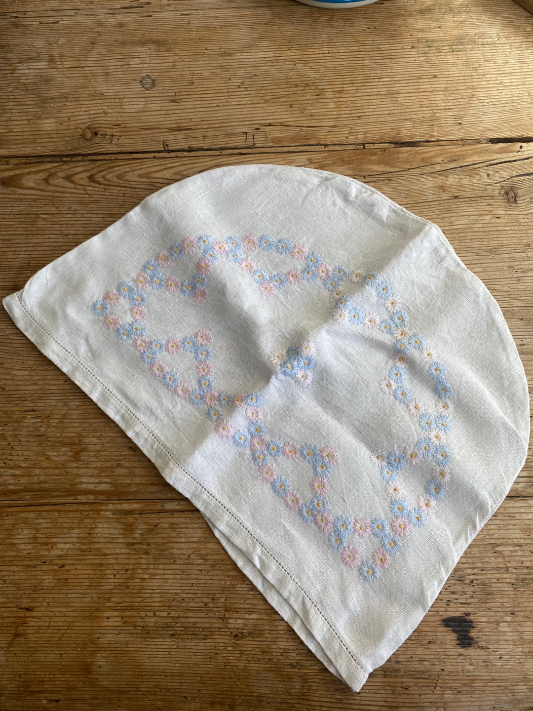 Vintage Linen Teapot Cover With Pretty Embroidery - Etsy
