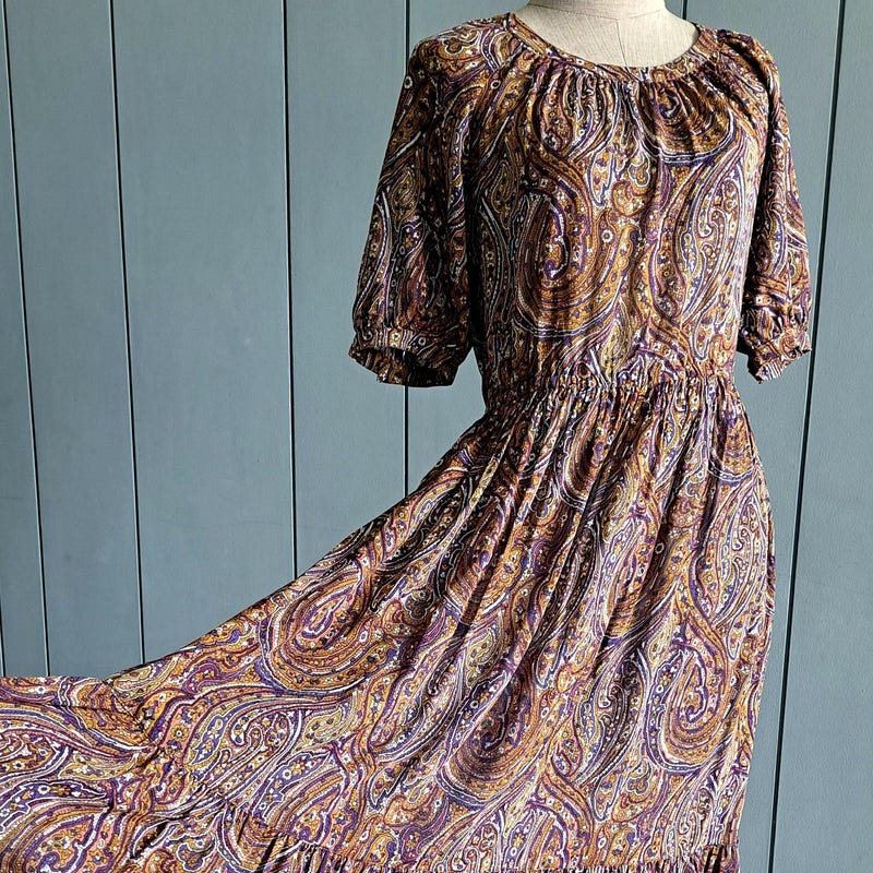 70s Paisley Dress - Etsy