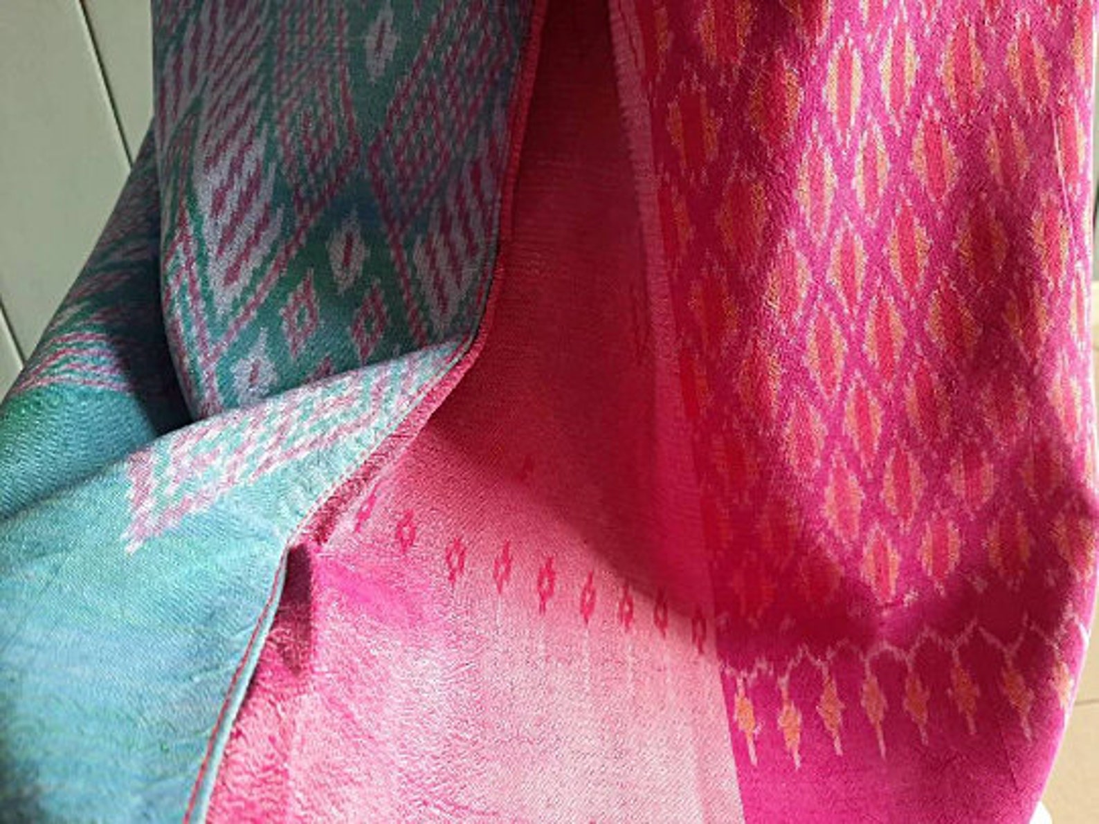 OOAK Vintage Thai Silk Sarong Pure Ikat Silk Wrap - Etsy