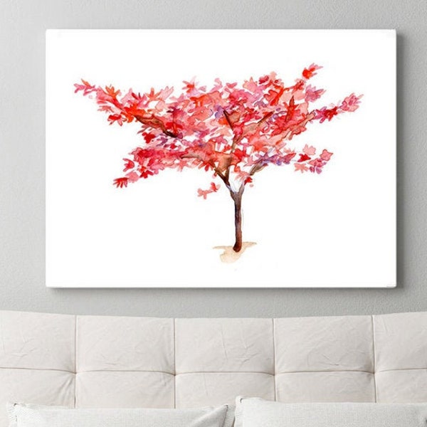 Red Tree Painting - Etsy