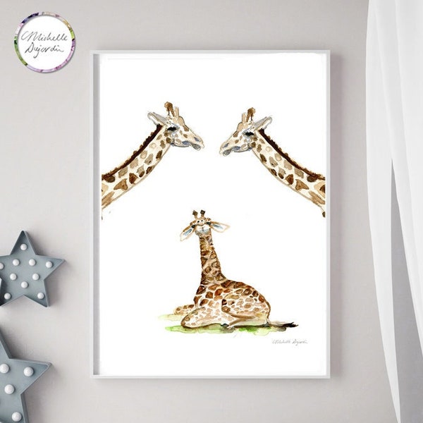 Mother and Baby Giraffe Painting - Etsy