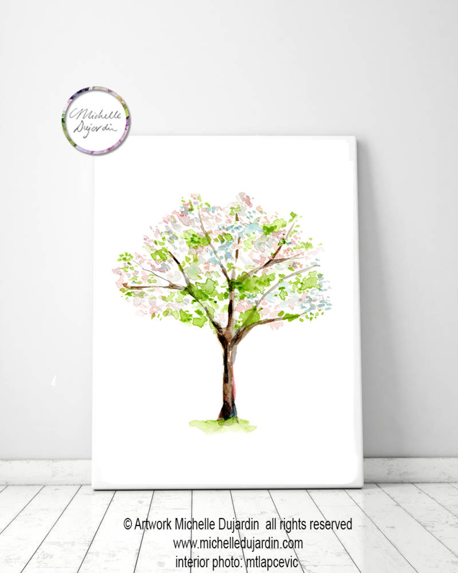 White Blossom Apple Tree Art Spring Apple Tree Watercolor - Etsy