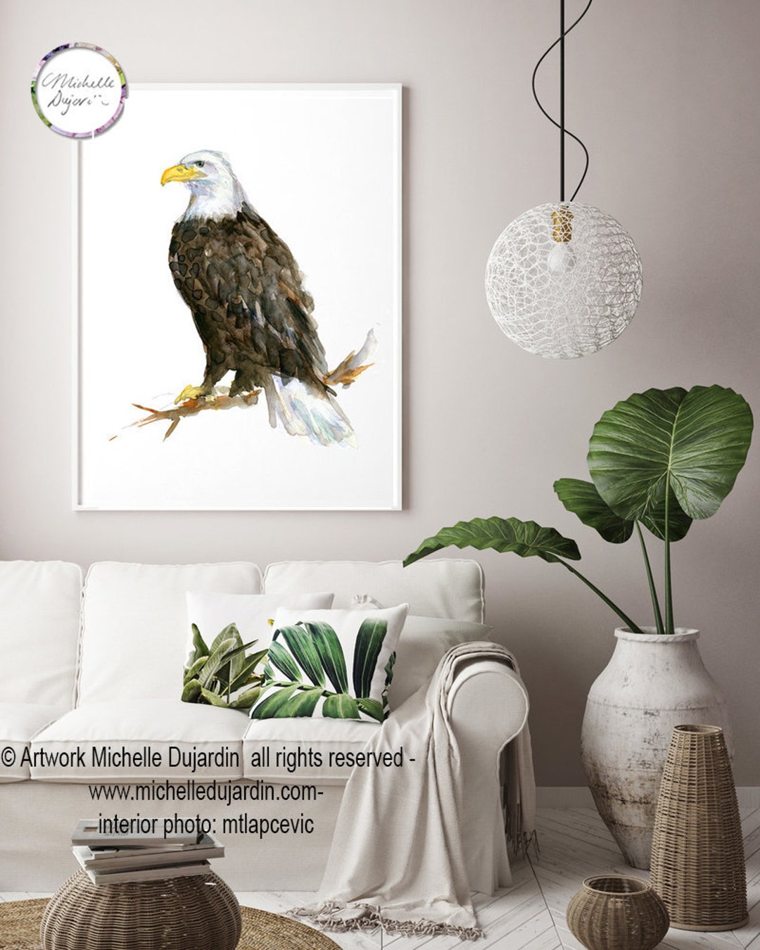 Bald Eagle Art Print Bald Eagle Painting Home Decor Wall Art American ...