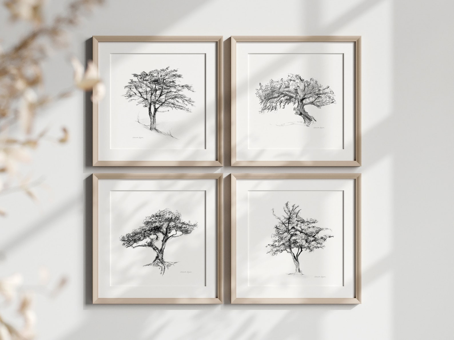 Tree Drawing Print Set, Giclee Tree Wall Art, Zen Illustration - Etsy