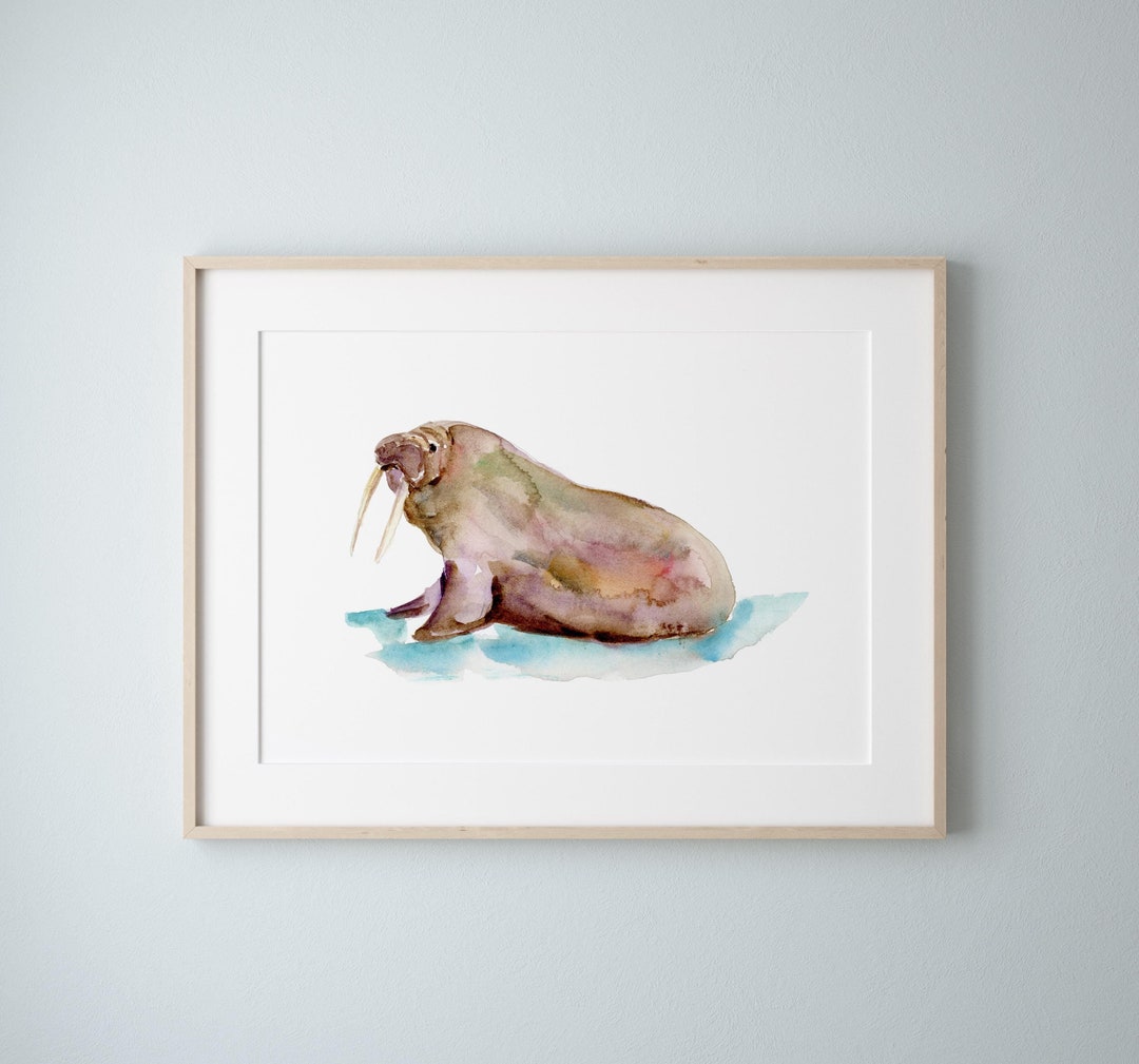 Walrus Art Print Walrus Watercolor Painting Seal Nursery Decoration ...