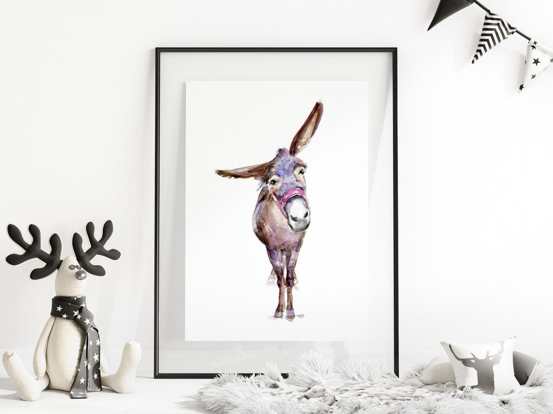 Ezel kunst Ezel Waterverf schilderij giclee print boerderijdieren ...