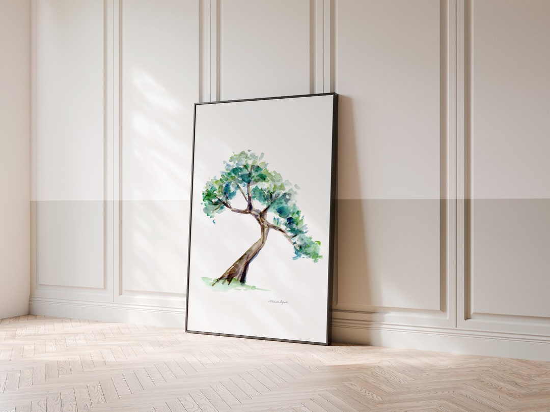 Bonsai Tree Art Print, Watercolor Painting, Japanese Tree Wall Decor - Etsy