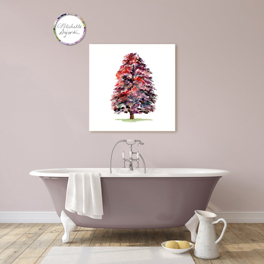 Red Beech Tree Art Red Tree Watercolor Painting Drawing of a - Etsy