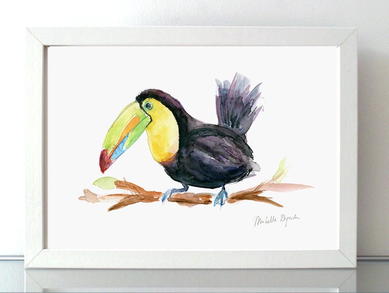 Toucan Art Tropical Bird Watercolor Painting Art Print | Etsy