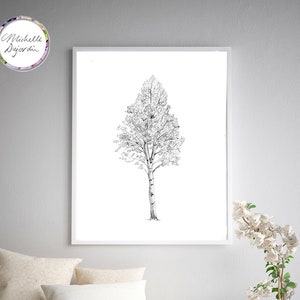 Aspen Tree Art, Aspen Tree Drawing, Pencil Sketch, Zen Drawing Aspen ...