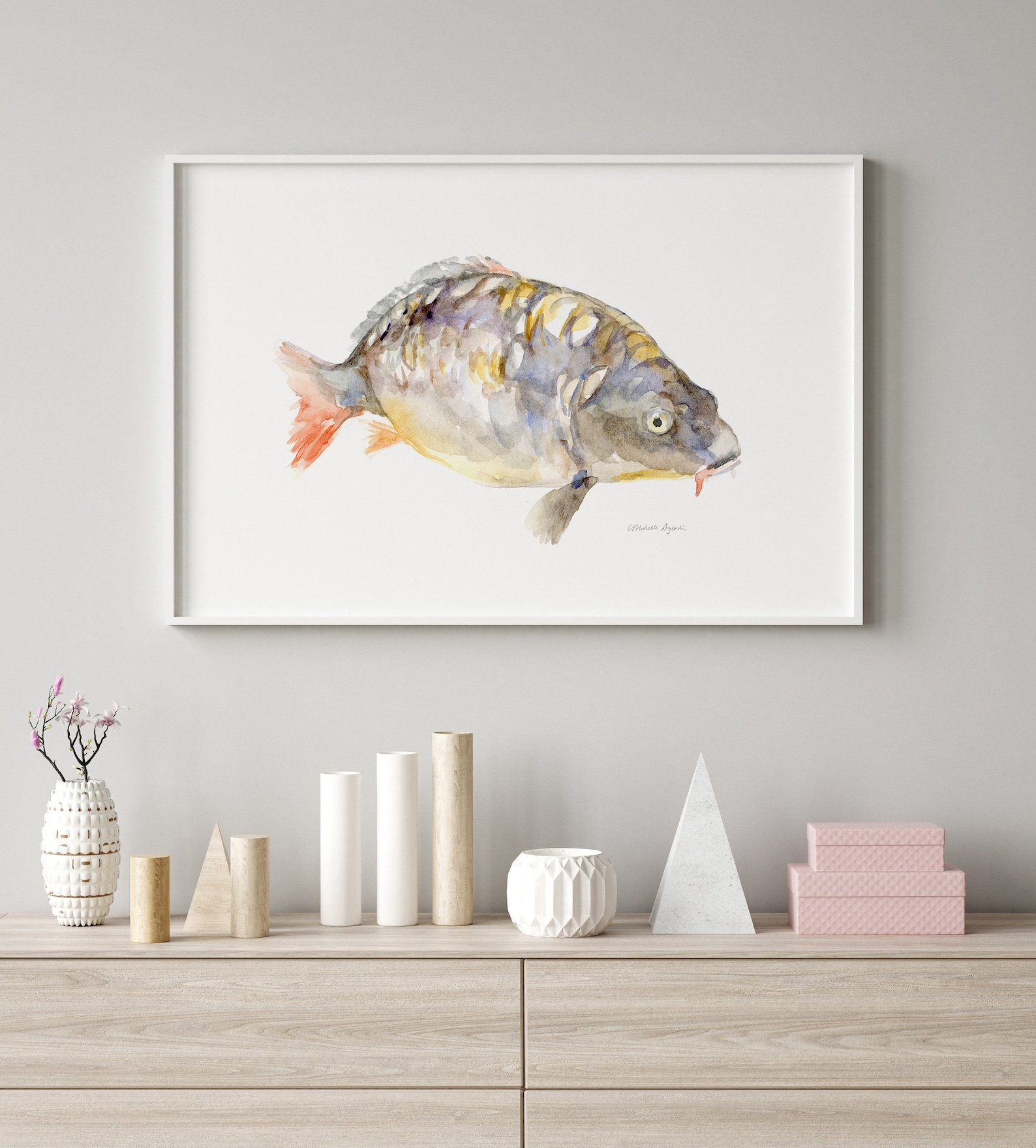 Mirror Carp Watercolor Art Print, Fishing Gift - Etsy